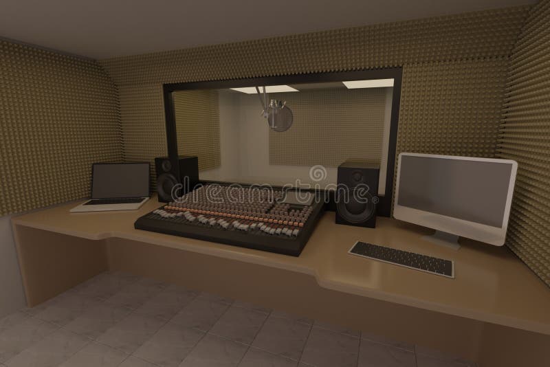 Music Studio 3d render stock illustration. Illustration of music ...