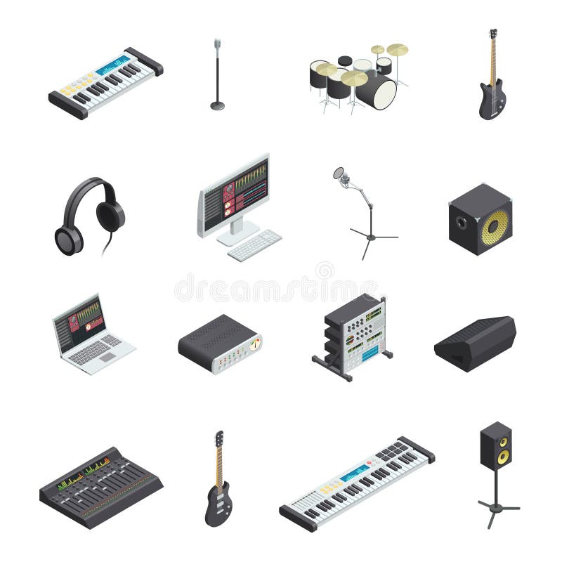 Music Studio Elements Set stock vector. Illustration of decorative ...