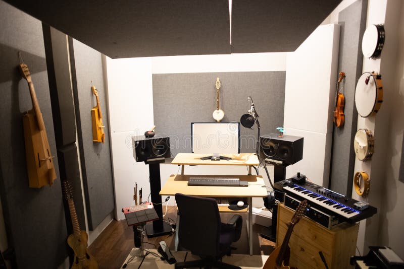 Music Studio Full of Instruments and Pc Display Stock Photo - Image of ...