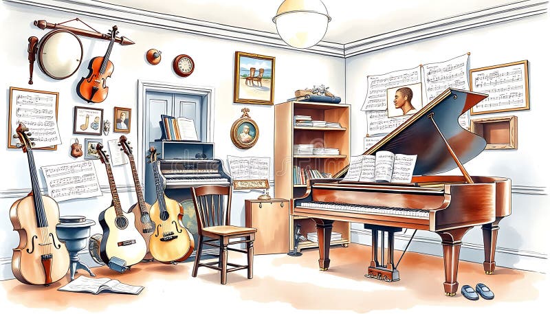 Music Studio Interior, Instruments and Recording Space, Stock Photo ...