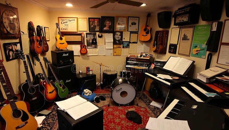 Music Studio Interior, Instruments Setup, and Creative Workspace Design ...