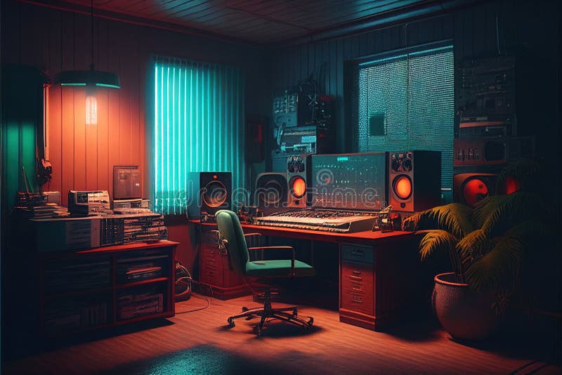 Music Studio Painting Generative AI Stock Illustration - Illustration ...