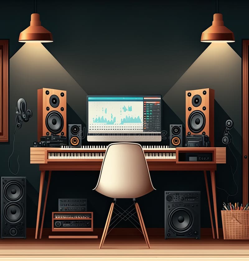 Music Studio Recording Banner and Poster, Generative AI Stock ...