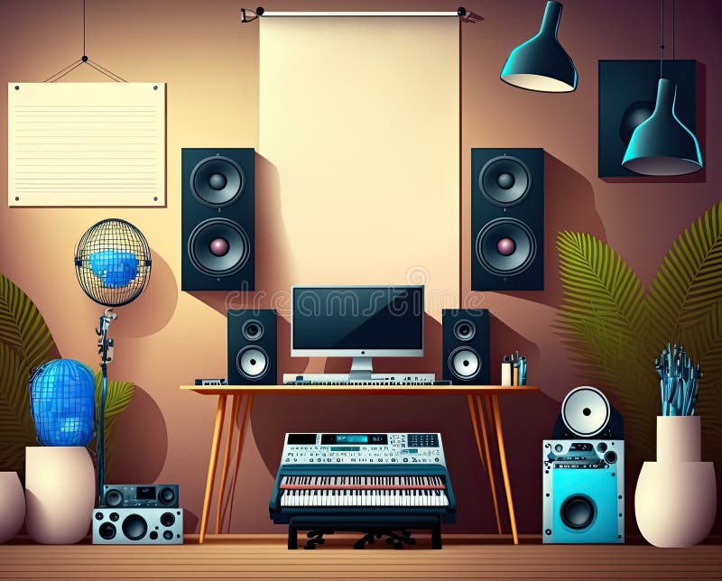 Music Studio Recording Banner and Poster, Generative AI Stock ...