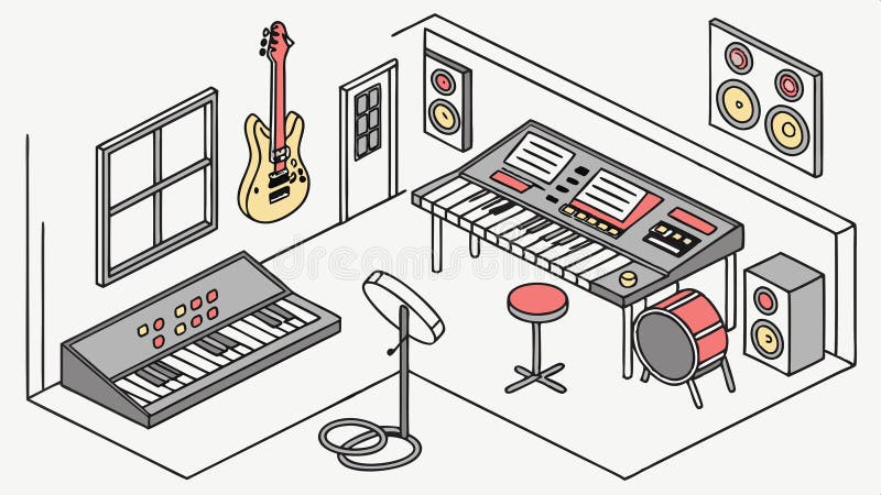 Music Studio Setup, Audio Equipment and Music Production Vector Design ...