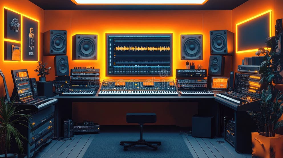 Music Studio Setup. Professional Audio Workstation for Producing ...