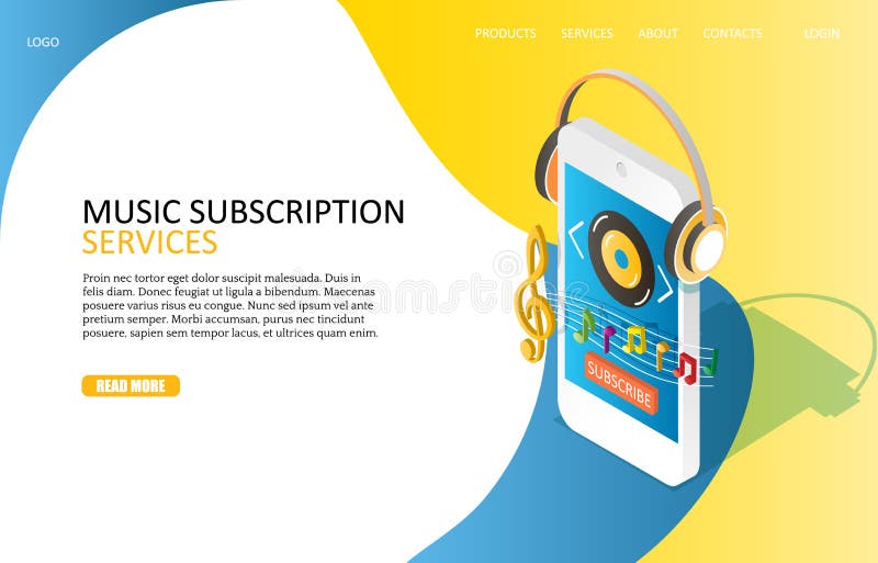 Music Subscription Service Landing Page Website Vector Template Stock ...
