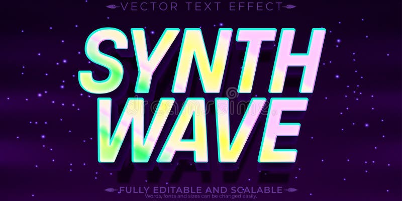 Music Synth Wave Text Effect, Editable Retro and Neon Text Style Stock ...