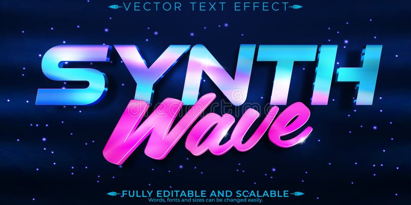 Music Synth Wave Text Effect, Editable Retro and Neon Text Style Stock ...