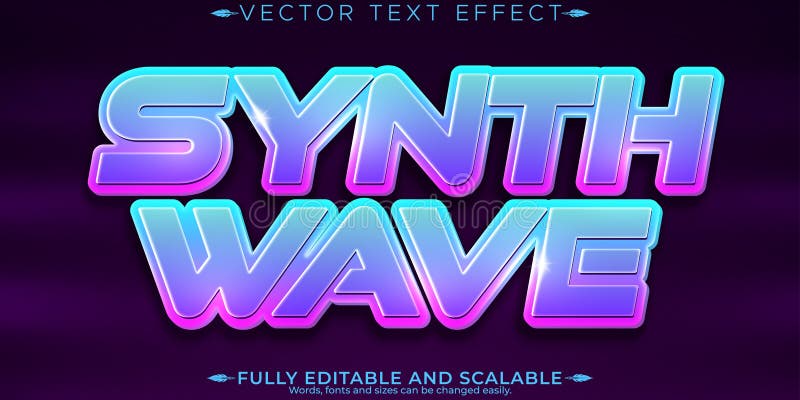 Music Synth Wave Text Effect, Editable Retro and Neon Text Style Stock ...