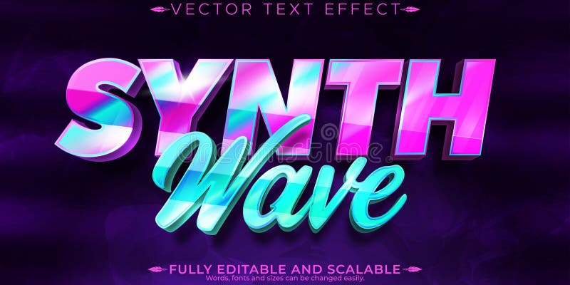Music Synth Wave Text Effect, Editable Retro and Neon Text Style Stock ...