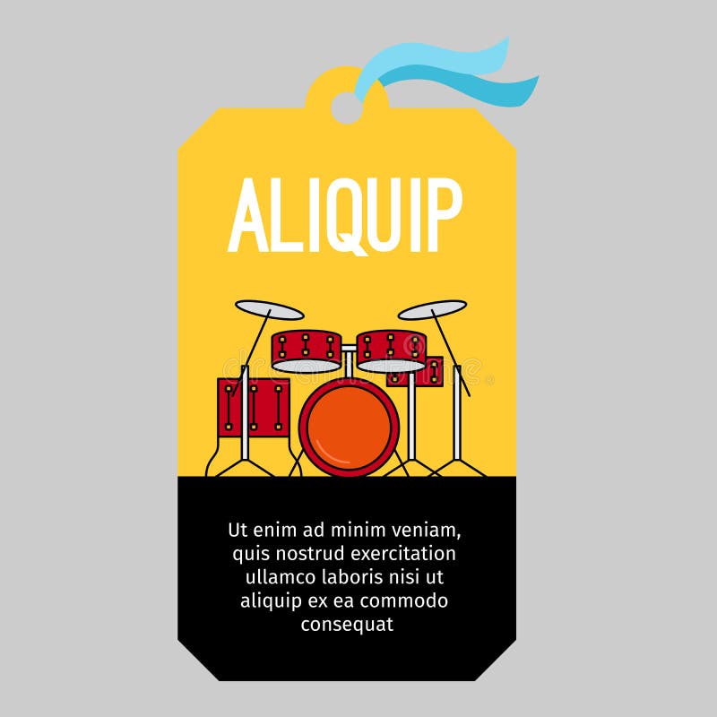Music tag with drums stock vector. Illustration of hand - 97513202