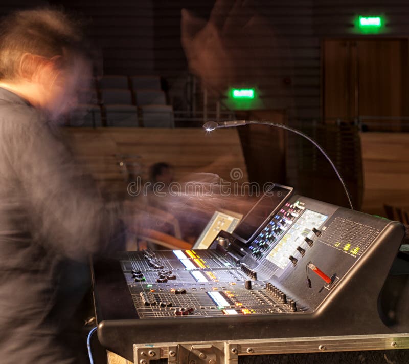 Sound Studio Adjusting Record Equipment. Stock Photo - Image of person ...