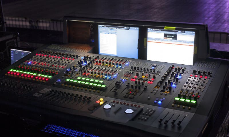 Sound Studio Adjusting Record Equipment. Stock Image - Image of ...