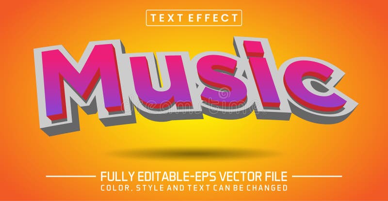 Music Text Editable Style Effect Stock Vector - Illustration of square ...
