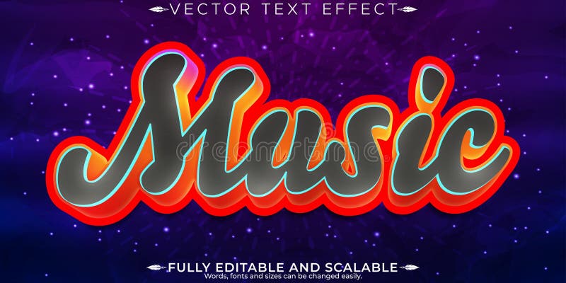 Music Text Effect, Editable Disco and Party Text Style Stock Vector ...