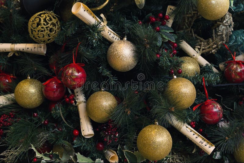 Music Theme Decorated Christmas Tree Stock Photo - Image of composition ...
