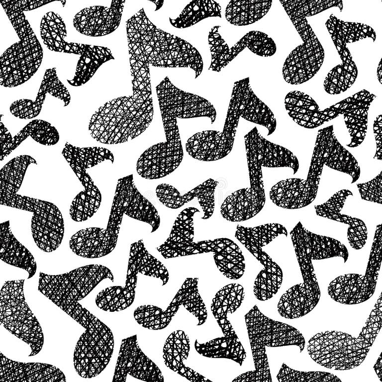 Music Theme Seamless Pattern, Musical Notes Repeating Vector Background ...