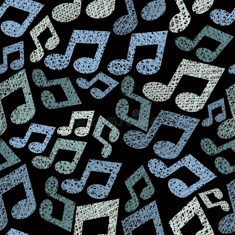 Music Theme Seamless Pattern with Notes, Repeating Vector Background ...