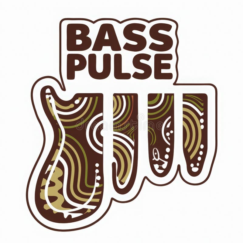 Bass Pulse Emblem with Stylized Bass Guitar Illustration Stock ...