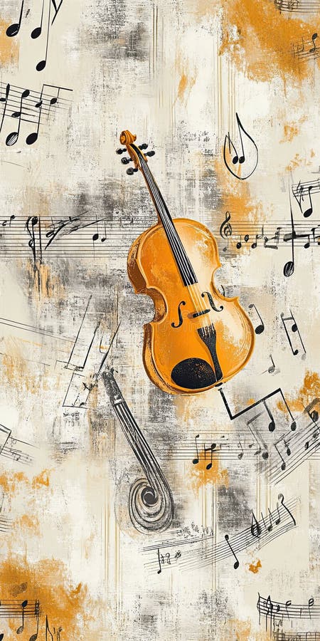 Music Themed Vertical Wallpaper with Musical Notes and Instruments ...