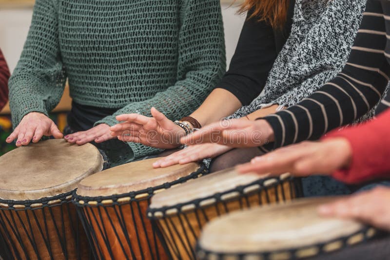 Music Therapy Concept, a Group of People Playing Different Types of ...