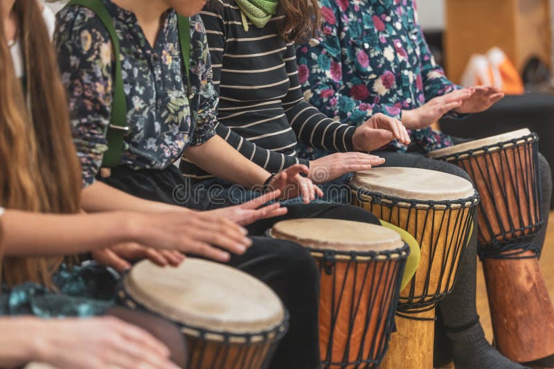 Music Therapy Concept, a Group of People Playing Different Types of ...