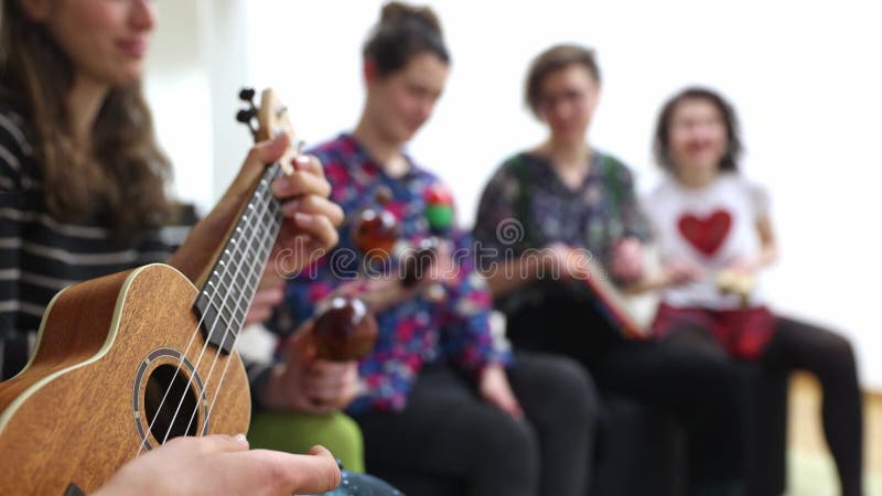 Music Therapy Concept, a Group of People Playing Different Types of ...