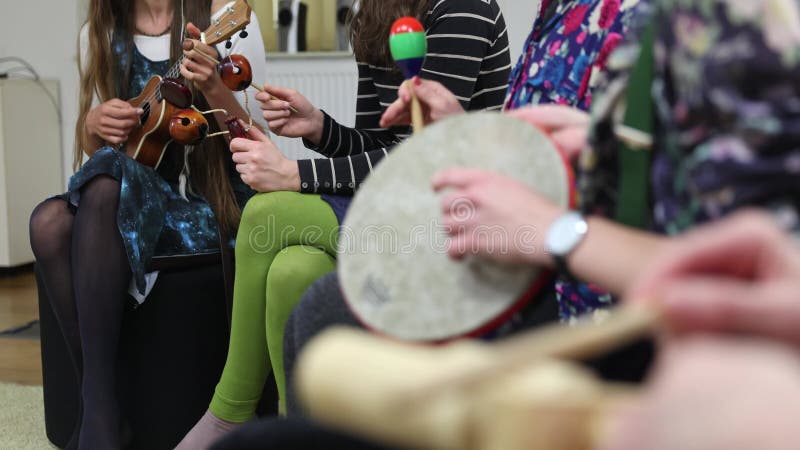 Music Therapy Concept, a Group of People Playing Different Types of ...