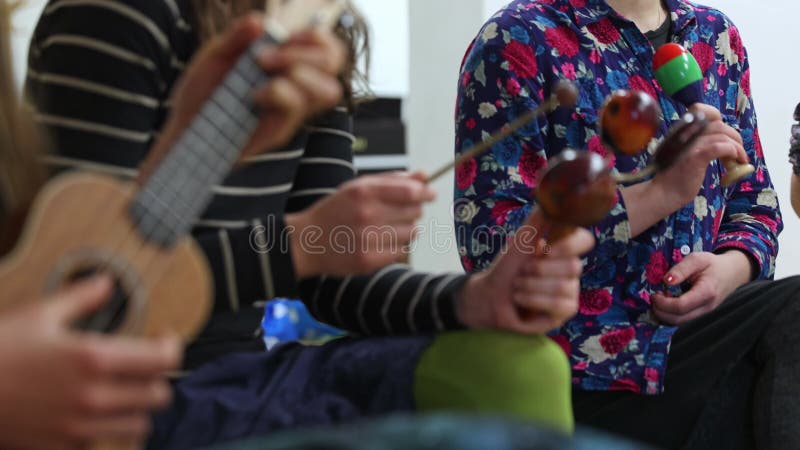 Music Therapy Concept, a Group of People Playing Different Types of ...