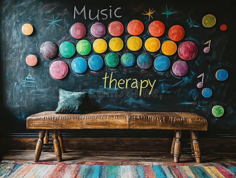 Music Therapy Text Written on a Blackboard Stock Image - Image of ...