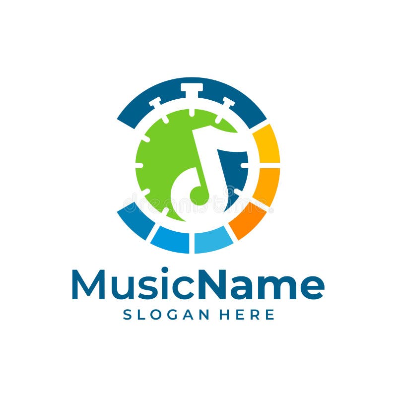 Music Time Logo Vector Icon Illustration. Time Music Logo Design ...