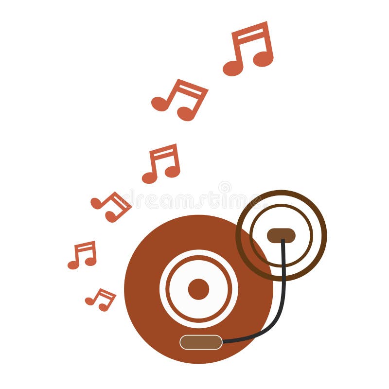 Music Turntable Disc Brown Retro Music Notes Vector Stock Vector ...