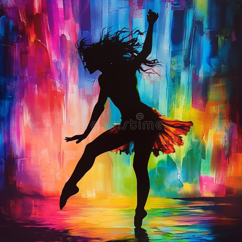 A Woman Dancer Dances To Music, Drawing Sketch Hyper Realistic Stock ...