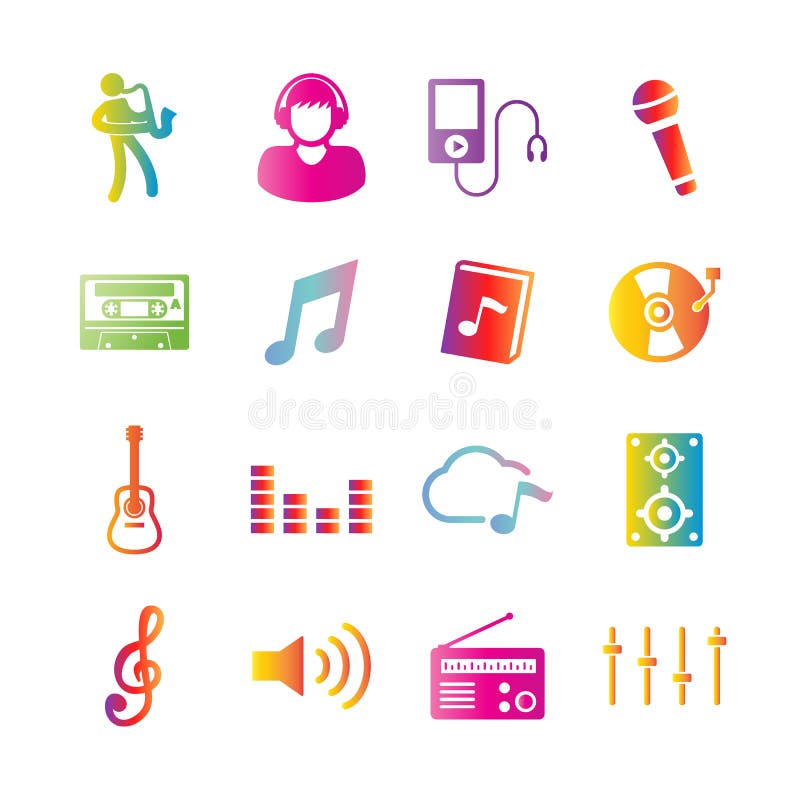 Gradient Icons for File and Folder. Stock Vector - Illustration of mail ...