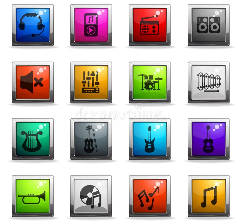 Music icon set stock vector. Illustration of sound, equalizer - 122127961
