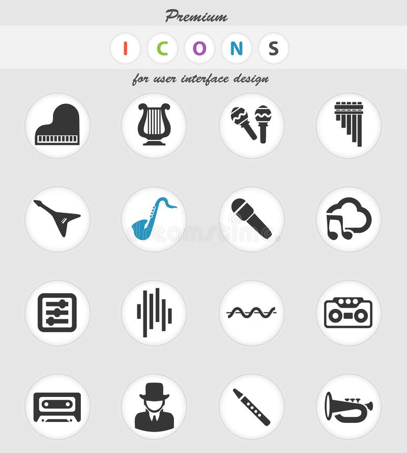 Music icon set stock vector. Illustration of holder - 123031626