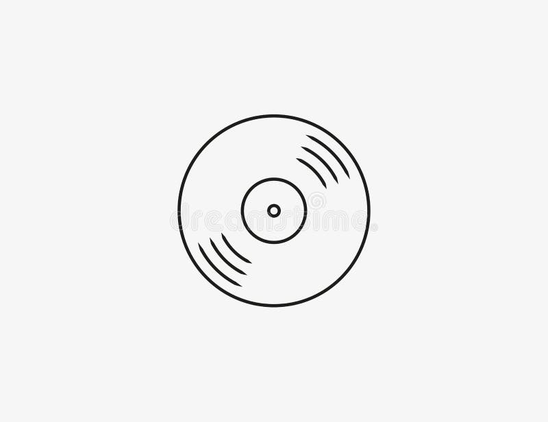Music, Vinyl, Outline Icon. Vector Illustration. Flat Design Stock ...