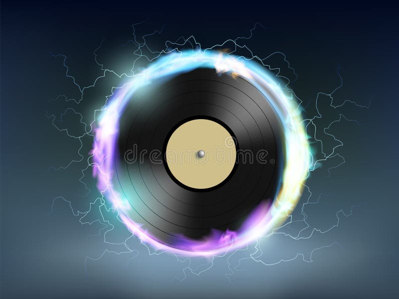 Music Vinyl Record Disc with Electric Discharges Stock Vector ...