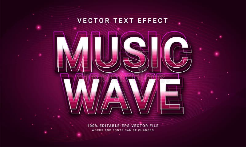 Music Wave 3d Text Style Effect Themed Night Music Event Stock Vector ...