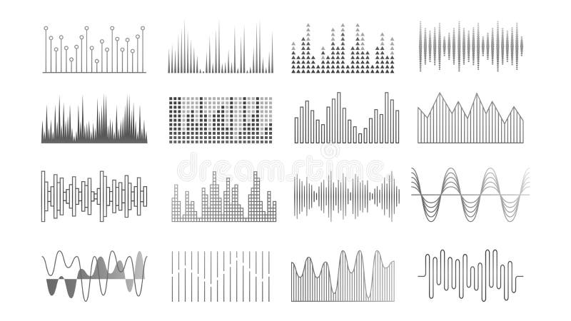 Audio Waves. Voice Sound Music Shapes Vector Abstract Collection Stock ...