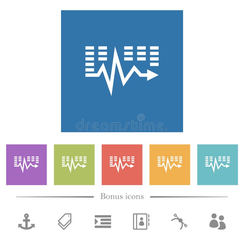 Music Waves Flat White Icons in Square Backgrounds Stock Vector ...