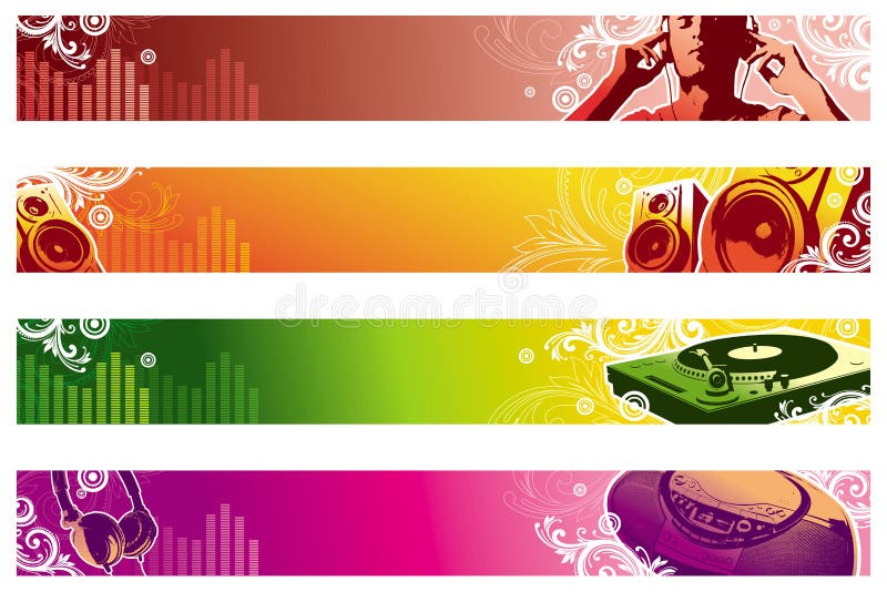 Rock Music Band Website Banner Set Stock Vector - Illustration of flyer ...