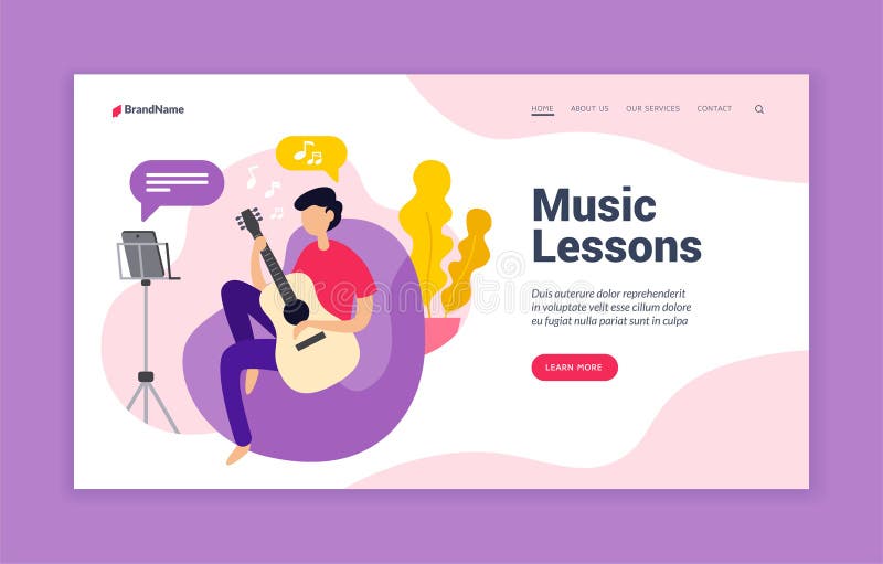 Music Web Lessons. Course in Music Art with Online Teacher Stock Vector ...