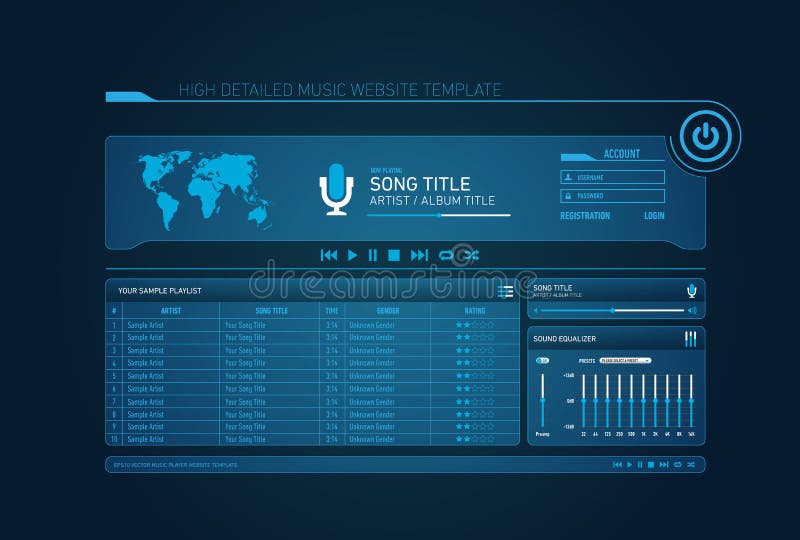 Music website template stock vector. Illustration of scrollbar - 23533190