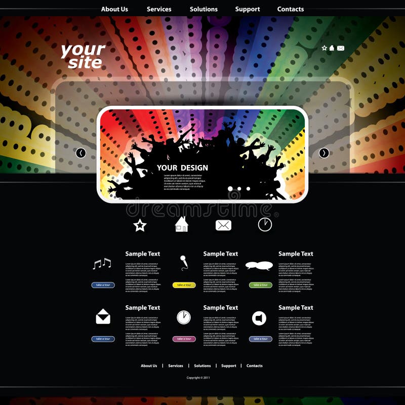 Music Website Template stock vector. Illustration of banner - 259026149