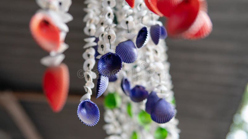 .music of the Wind from Seashells. Handmade Seashell Garland Stock ...