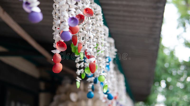 .music of the Wind from Seashells. Handmade Seashell Garland Stock ...