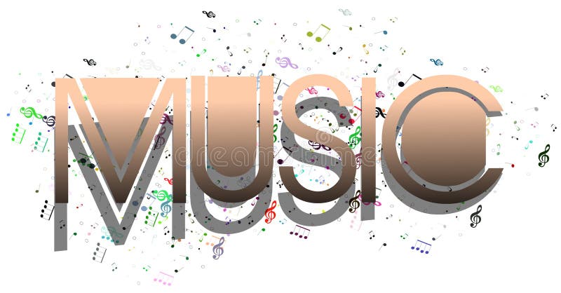 Music Word Tattoo Isolated in Black and White Stock Illustration ...