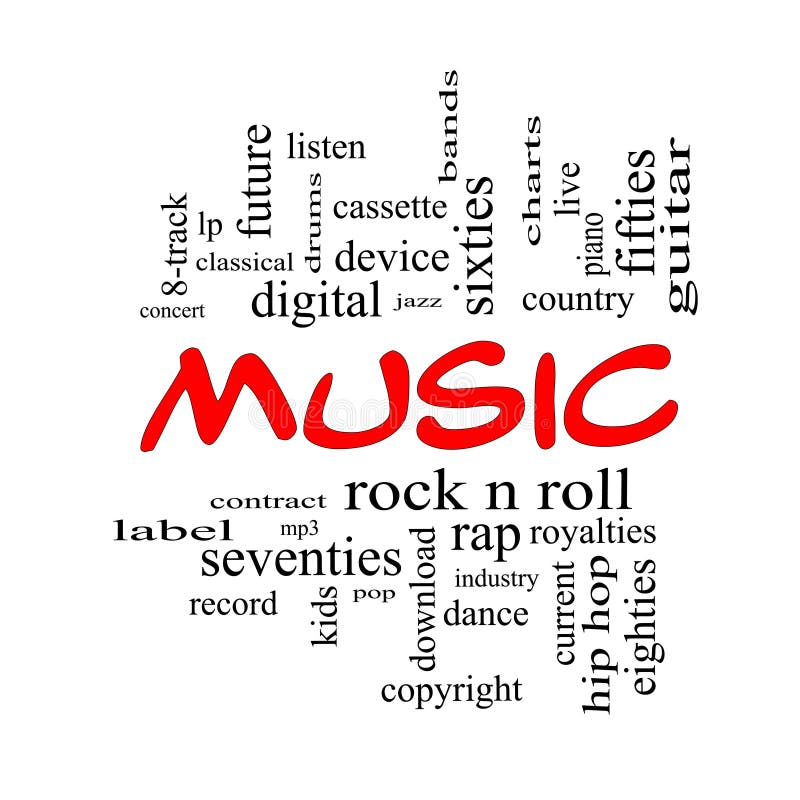 Music Word Cloud Concept in Red Caps Stock Illustration - Illustration ...